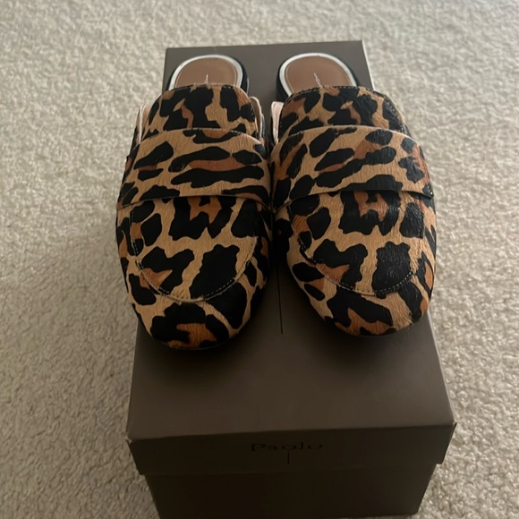 Paolo | Shoes | Linea Paolo Annie Leather Calf Skin Cheetah Mules Size ...